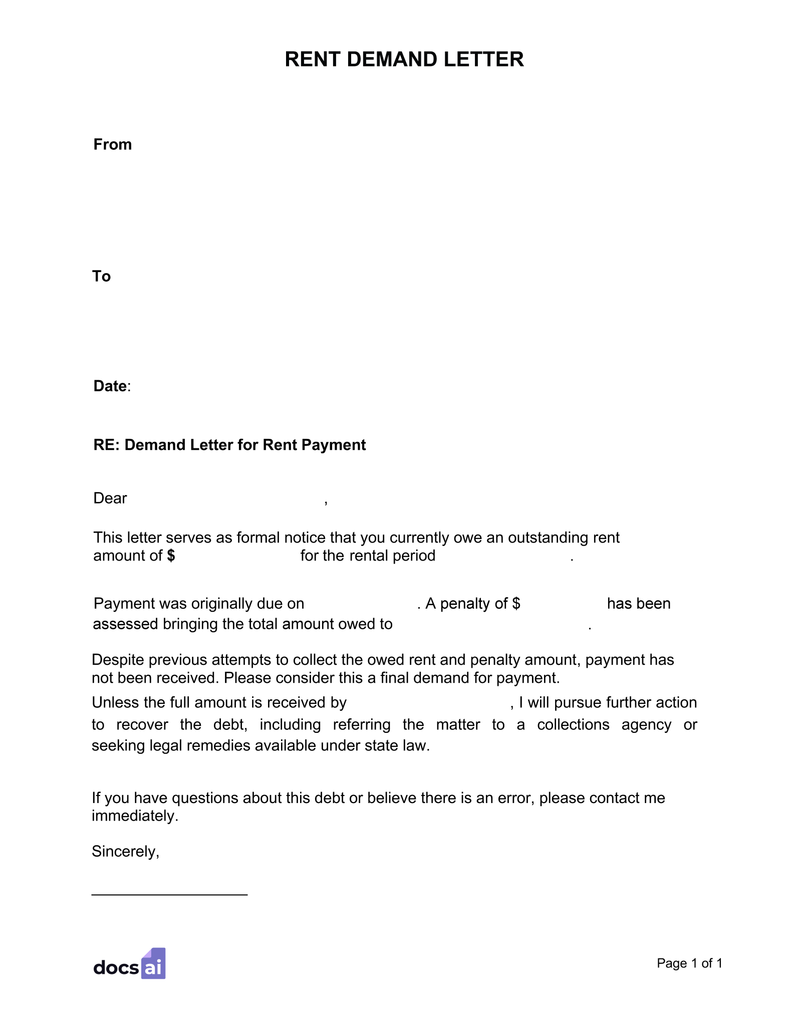 Free Rent Demand Letter Template - Docs.ai
